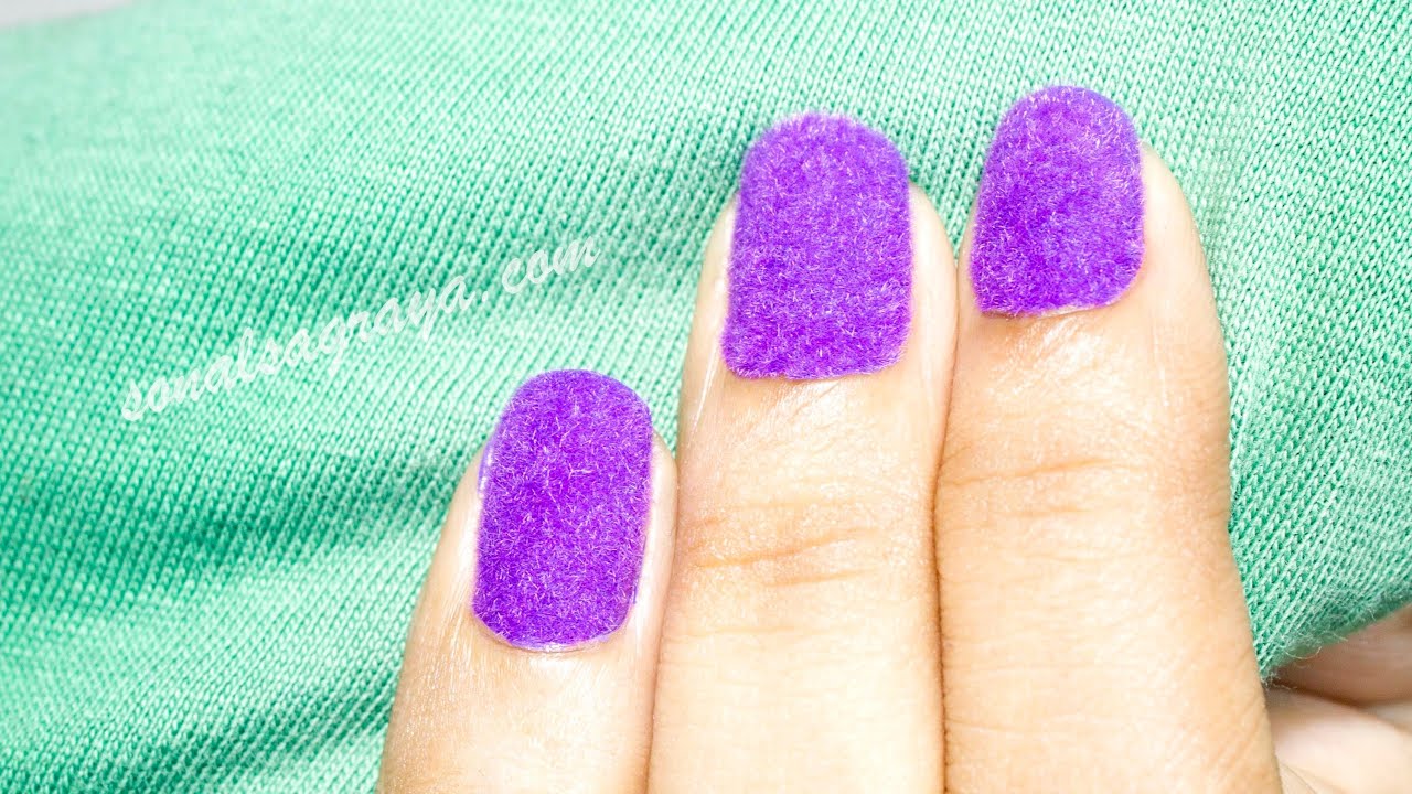 Purple Velvet Nails with Flocking Powder - YouTube