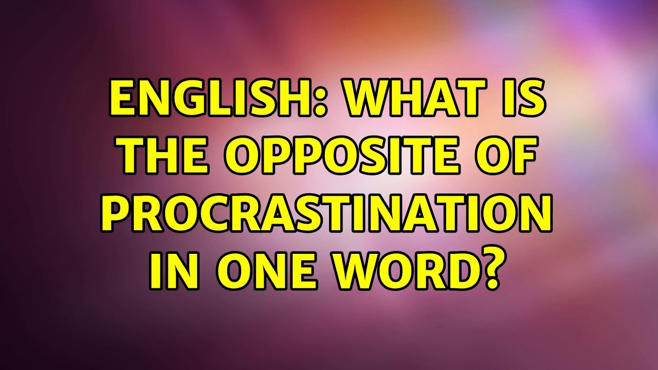 English: What is the opposite of procrastination in one word? (19 ...