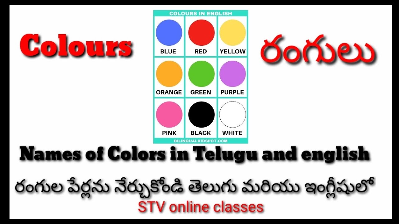 Colours||Colours in Telugu and english|రంగులు|learn Colours in Telugu ...