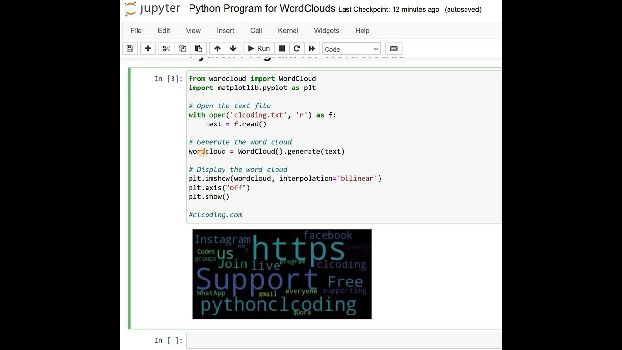 Day 137 : Python Program for WordClouds - YouTube