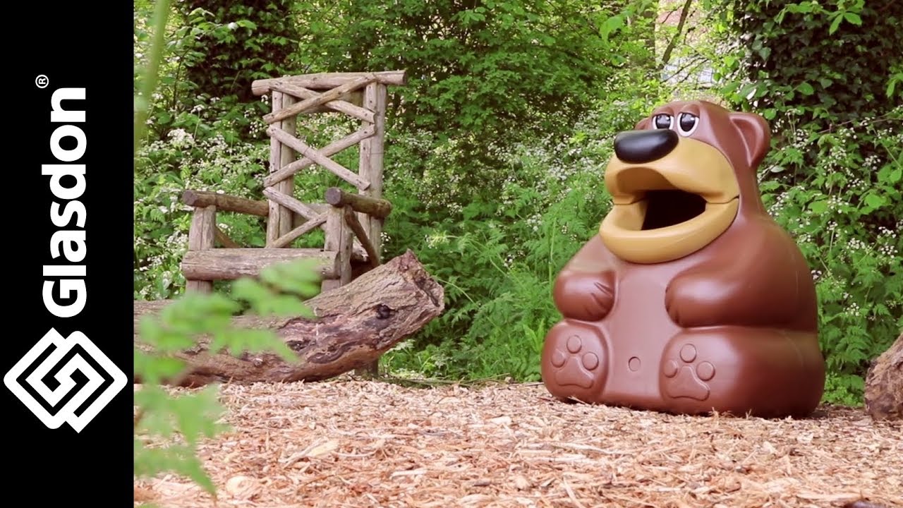 Glasdon, Inc | TidyBear™ Animal-Shaped Trash Can - YouTube