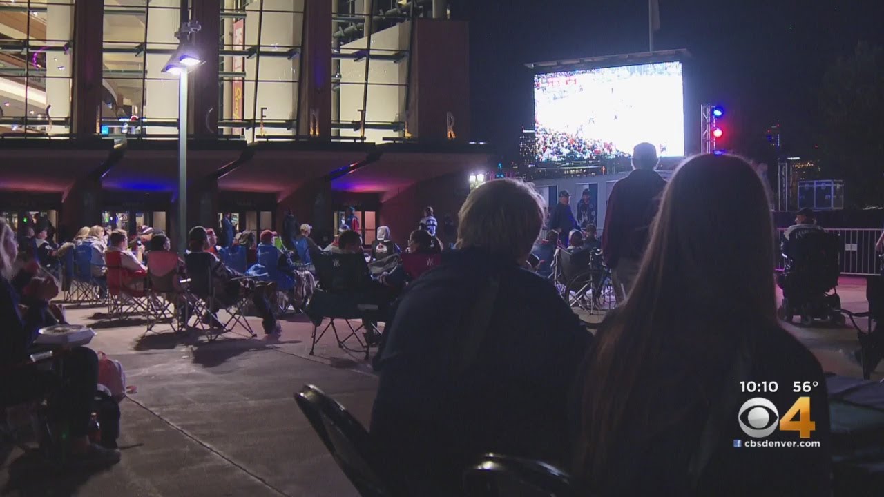 Avs Fans Watch Game Outside Pepsi Center On Big Screen - YouTube