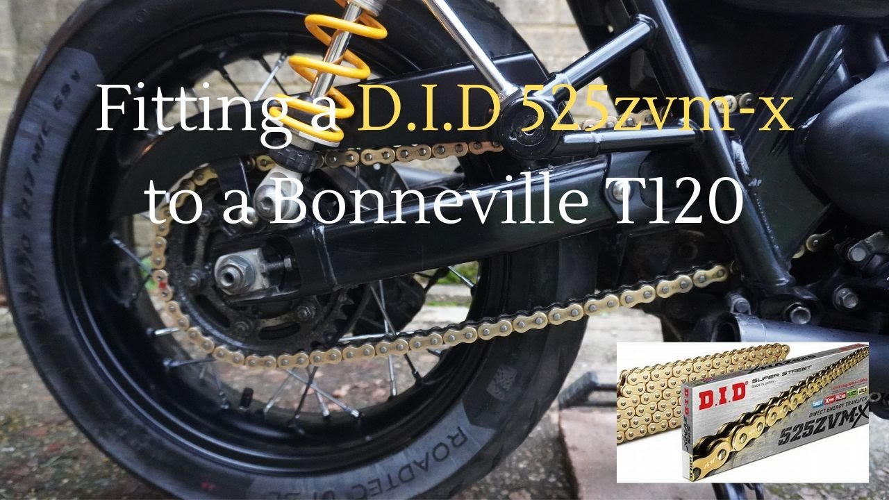 Fitting a D.I.D motorcycle chain to a Triumph Bonneville T120 - YouTube