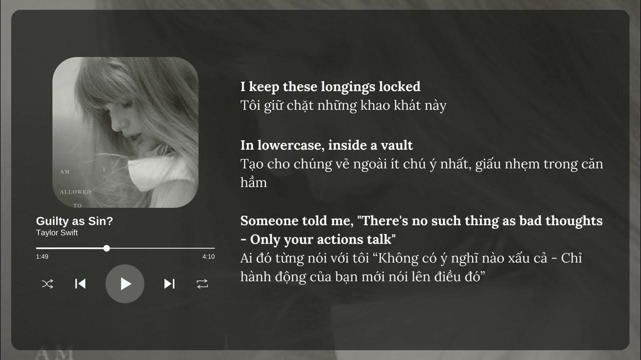 [Vietsub/Lyrics] Guilty as Sin - Taylor Swift (The Tortured Poets Department) - YouTube
