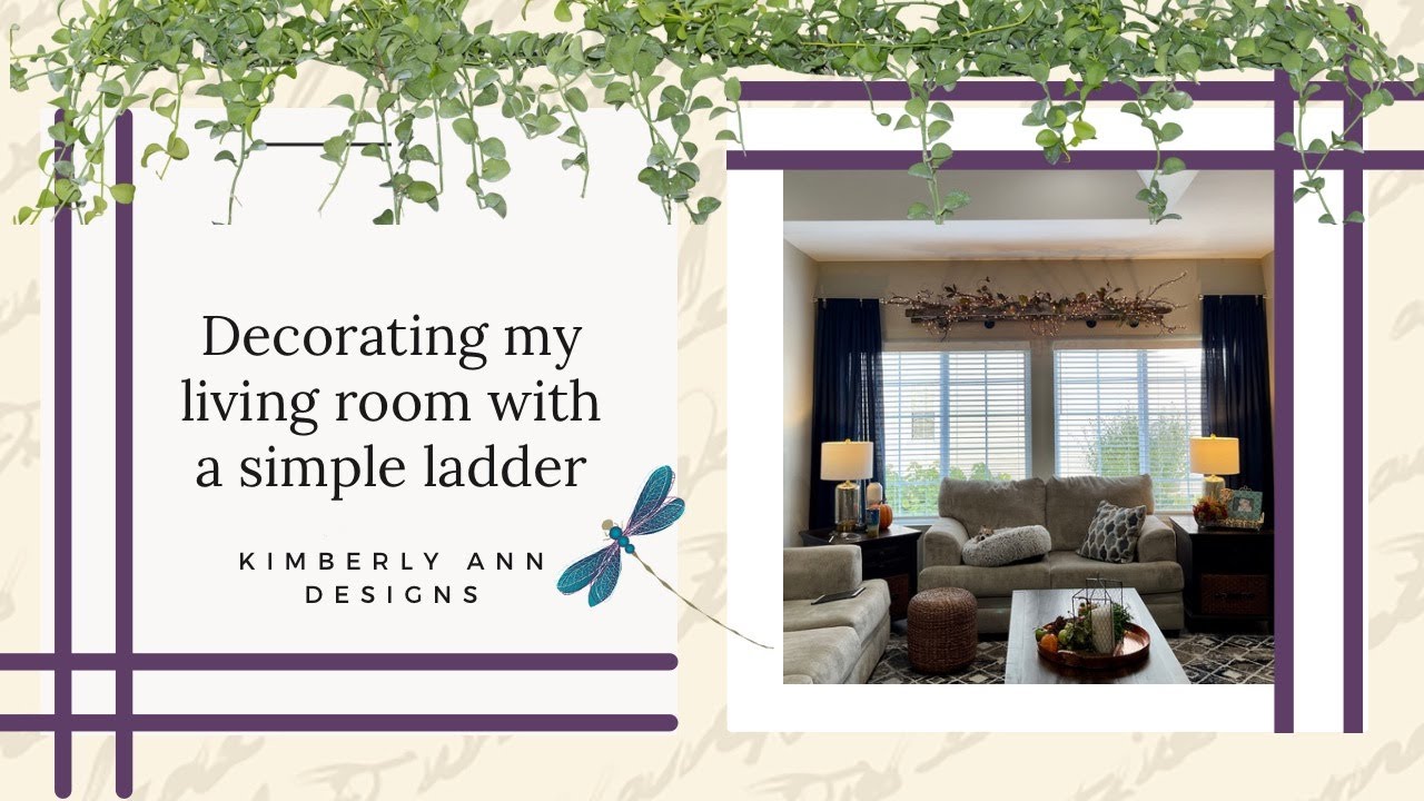 Living room decorating ideas, hanging a ladder over my windows - YouTube