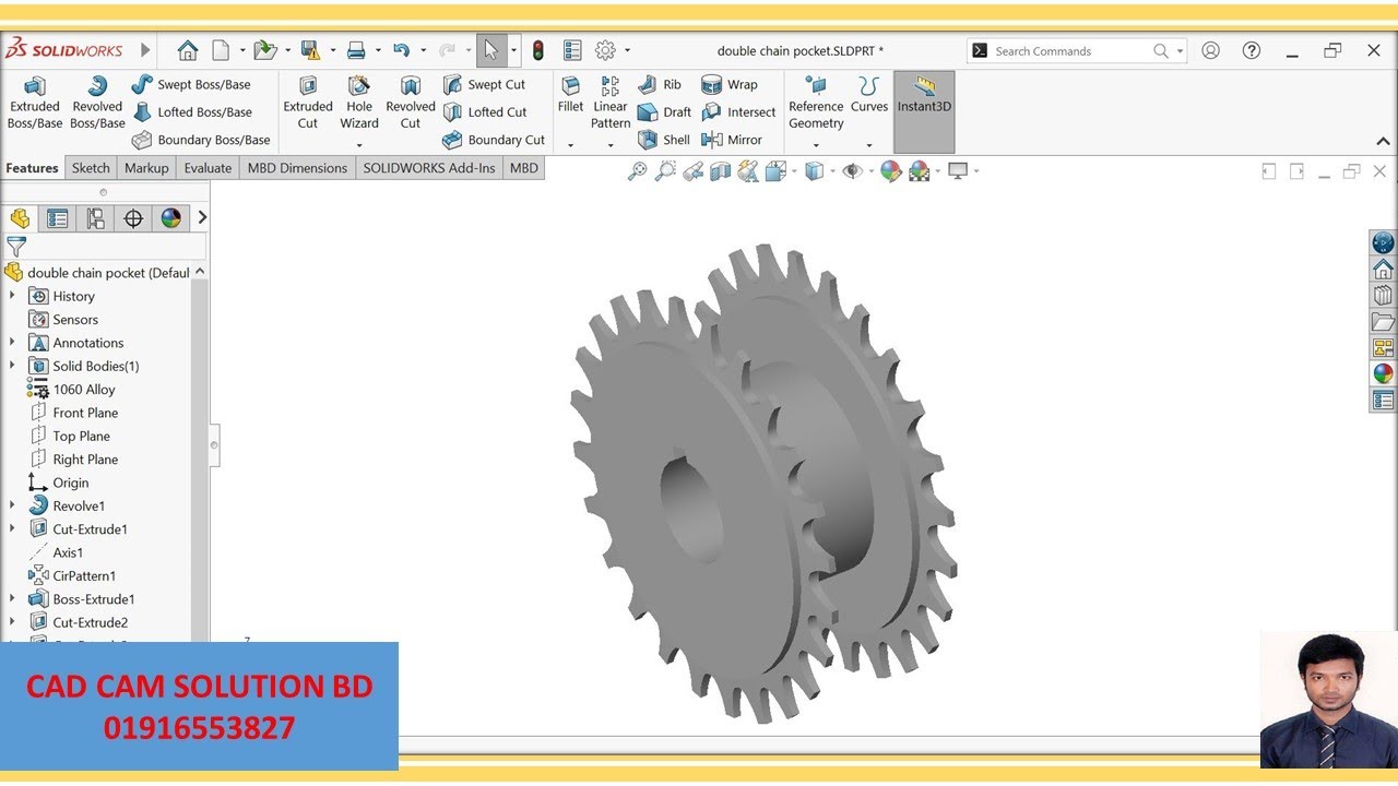 #how to make double chain pocket by solidworks, - YouTube