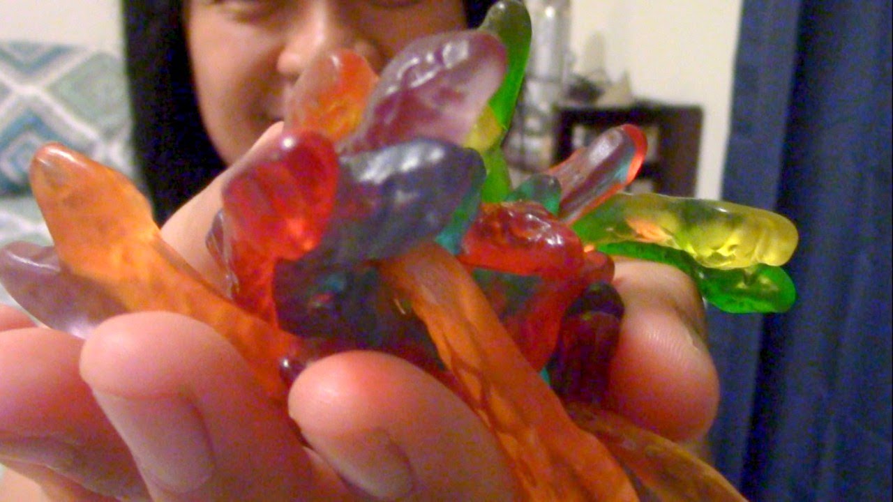 ASMR Eating Haribo Gummy Candy Sour and Sweet in USA ScorpioAnnYT - YouTube