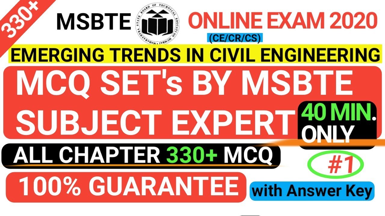 🔴Emerging trends in civil engineering ALL CH MCQ SET | ETC | 22603 | CE6I | MSBTE | 2020 ...