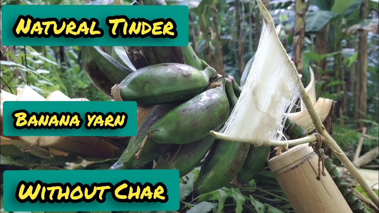 Ready-made tinder from banana thread - Flint and Steel - YouTube