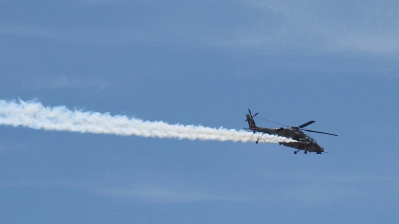 Smoking helicopter in defexpo2018/fighting situation using the this ...