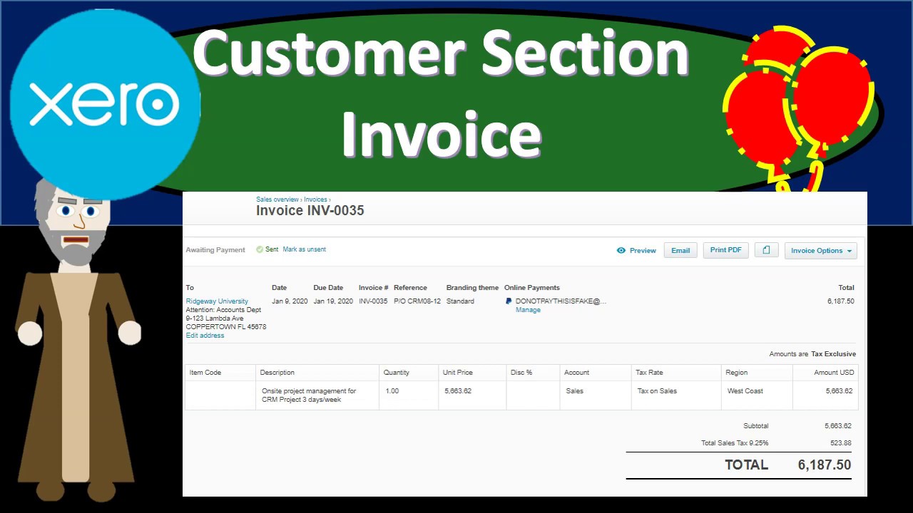 Customer Section Invoice 1.16 Xero Accounting 2020 - YouTube