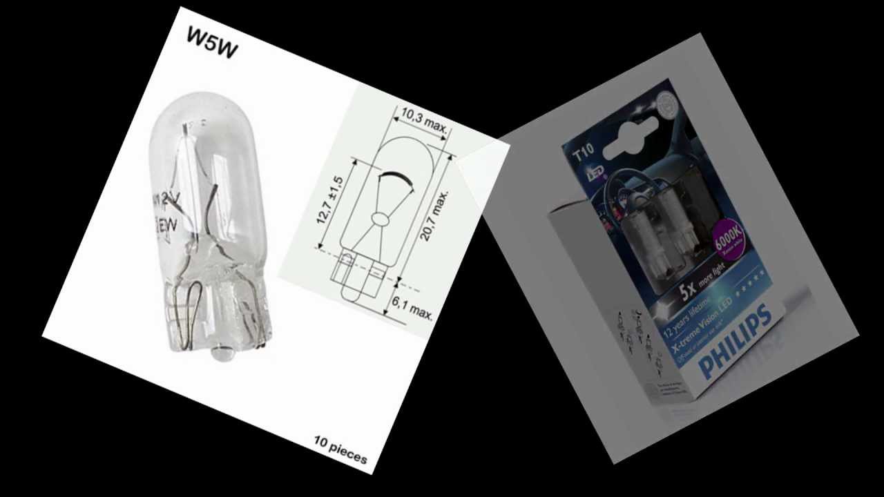 Philips X-treme Vision LED 6000K W5W vs Halogène - YouTube