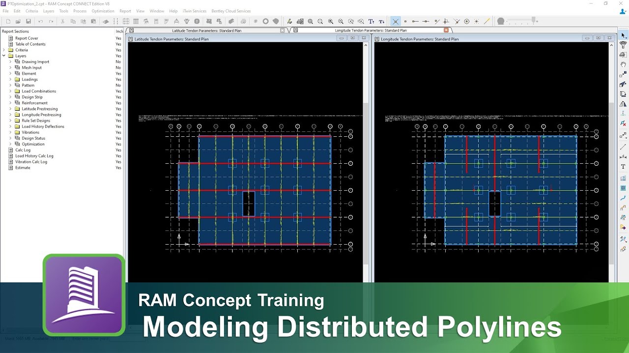 Modeling Profile Polylines for Distributed Tendons in RAM Concept for Optimization - YouTube
