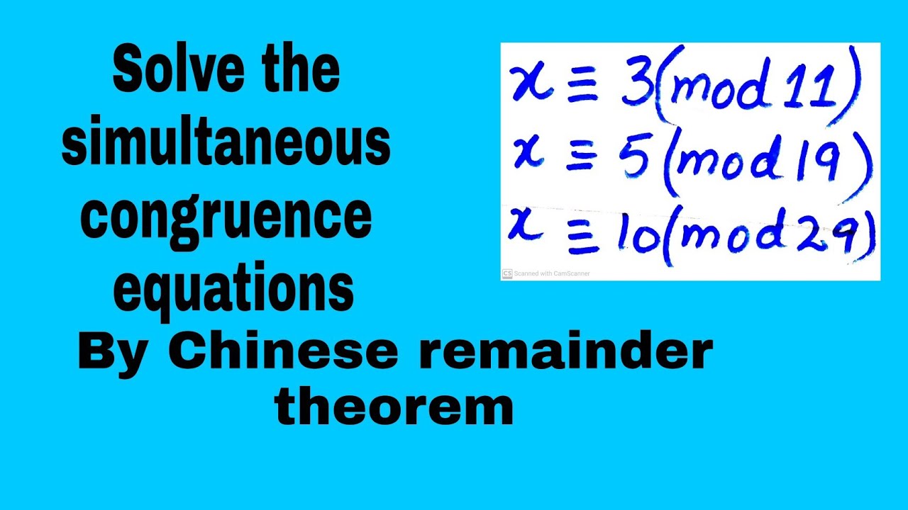 Application of Chinese Remainder theorem /number theory - YouTube