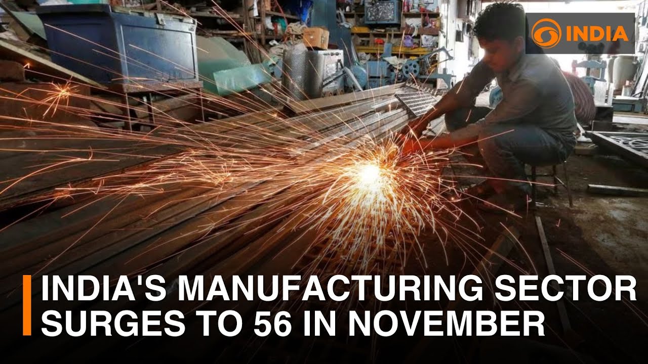 India's manufacturing sector surges to 56 in November | DD India - YouTube