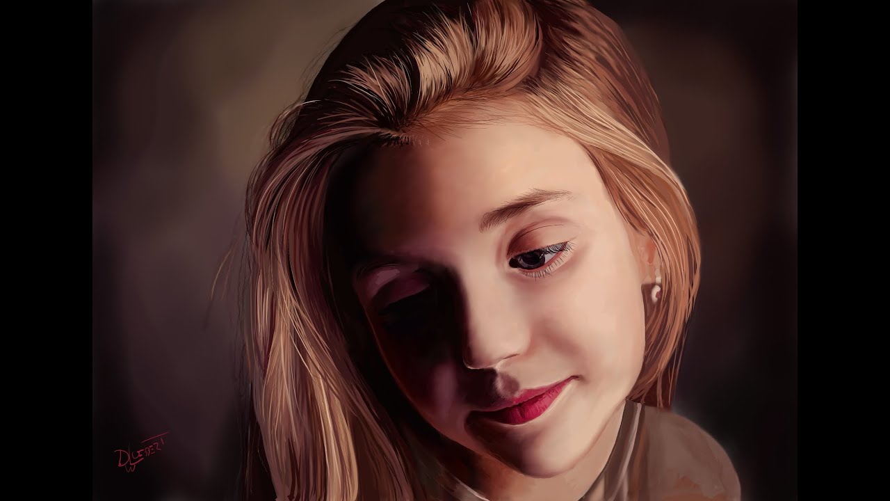 51. "Young Lady" Close-Up Portrait, Easy 4 Step Method Digital Painting ...