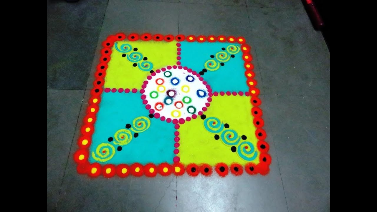 how to make new square rangoli design - YouTube