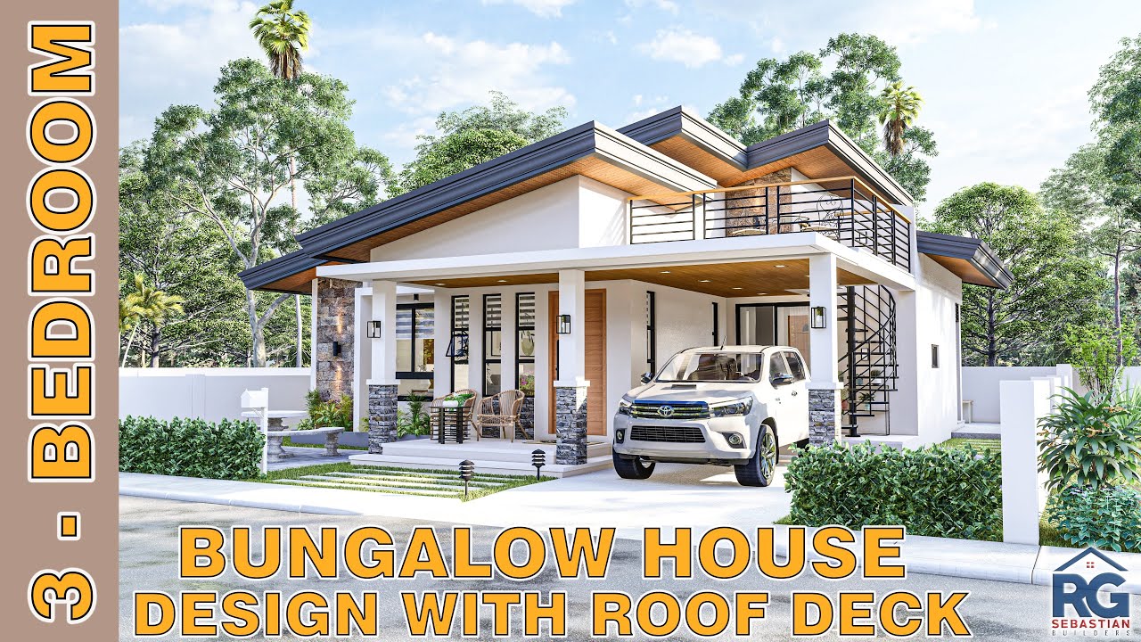 3-Bedroom Bungalow House Design with Roof Deck 10.00 x 10.50 m - YouTube