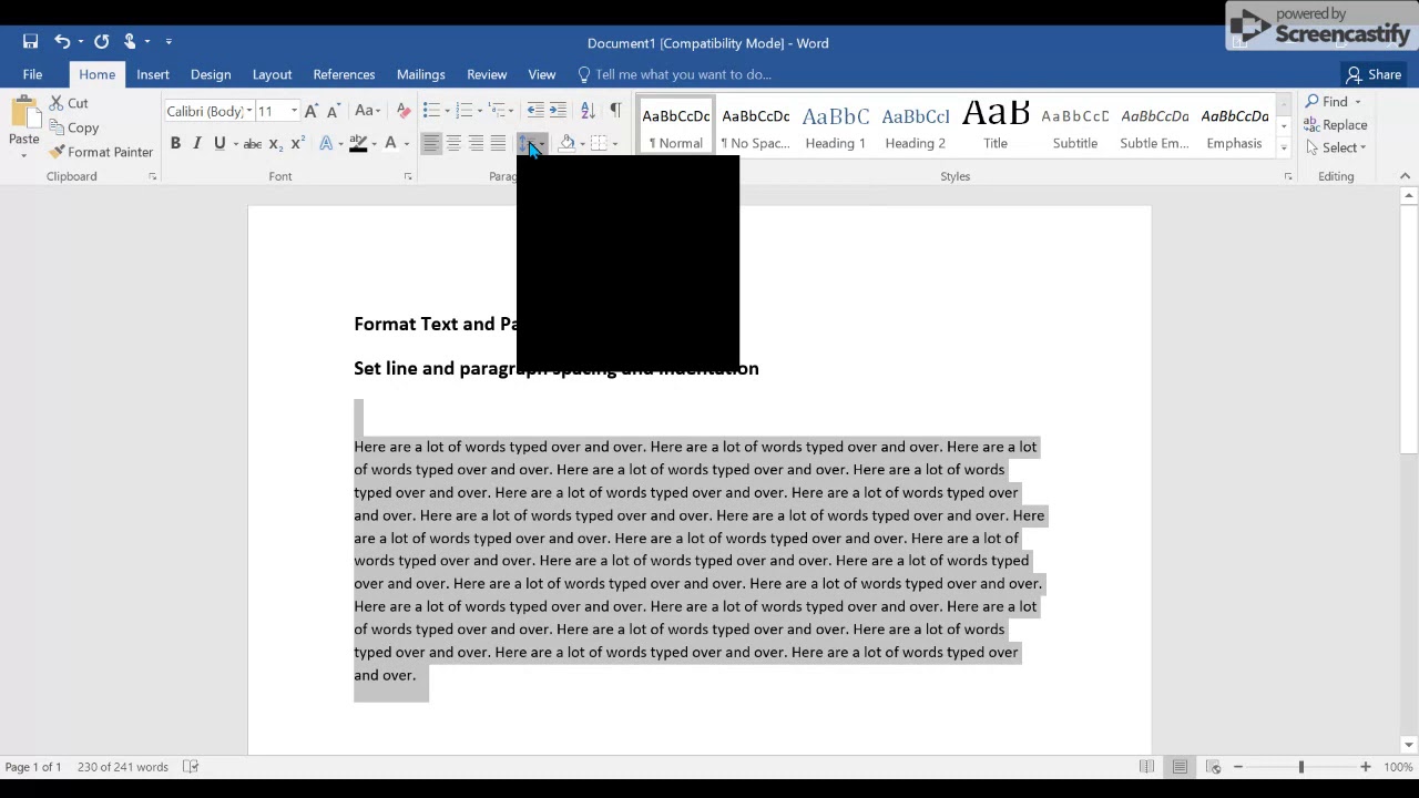Format Text, Paragraphs, and Sections Set line and paragraph spacing ...