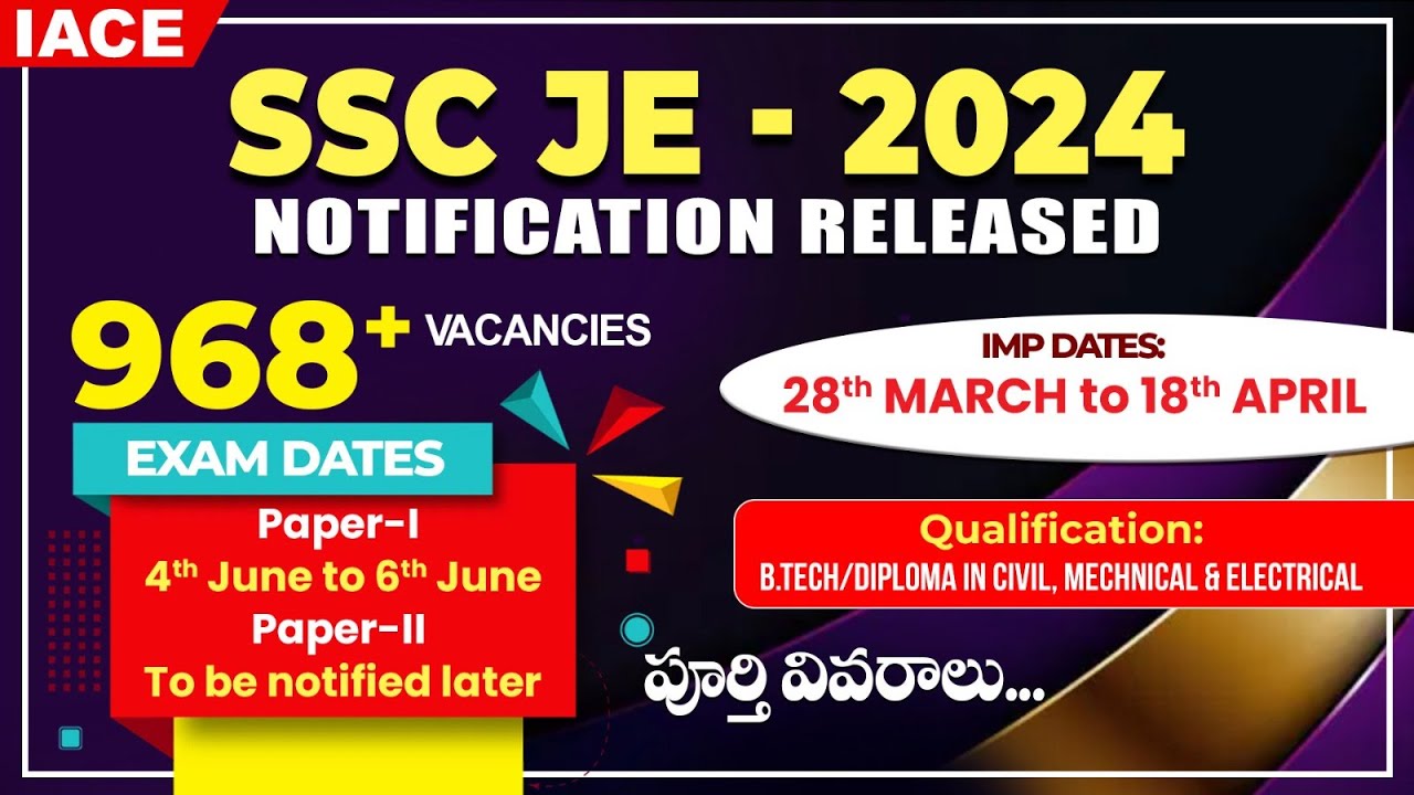 SSC JE 2024 OFFICIAL NOTIFICATION OUT | SSC JE ELIGIBILITY | SSC JE ...