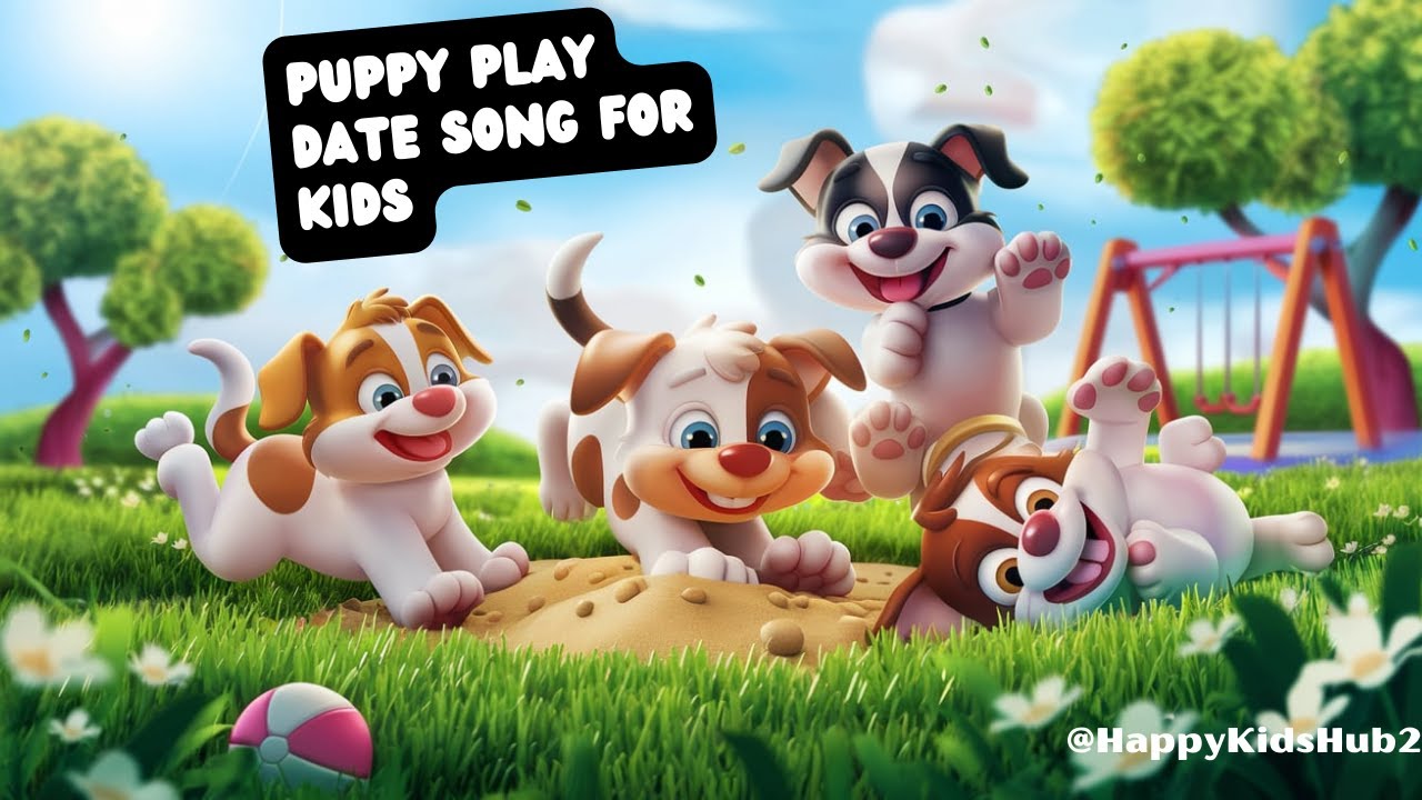 Puppy Play Date Song for Kids | Fun and Happy Dog Adventure | HappyKids ...