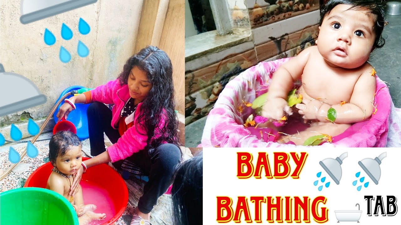 Baby bathing in tab ll 🚿🛁 Hancy aayush vlogs #babybathing - YouTube