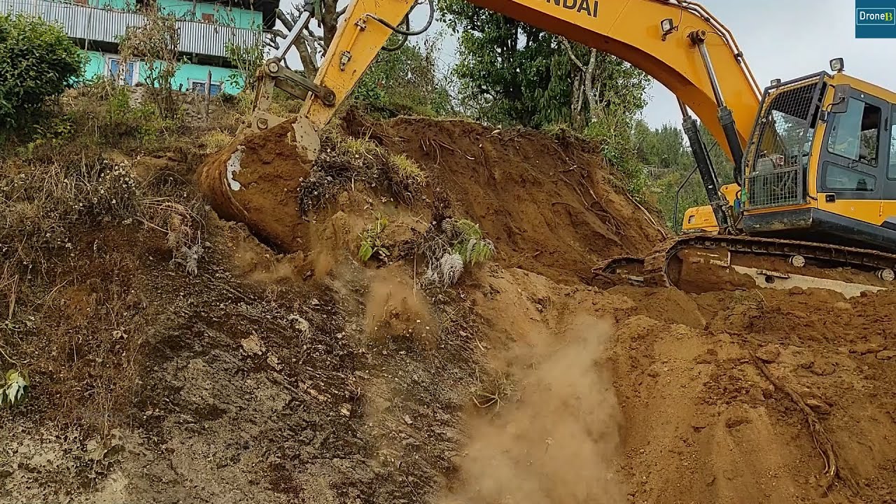 Upgrading a Remote Mountain Road with a Hyundai Excavator-Cutting Hill ...