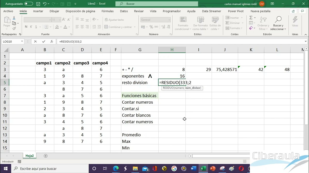 Curso online de Microsoft Excel Básico - Lección I - Operaciones Básicas en Excel. - YouTube