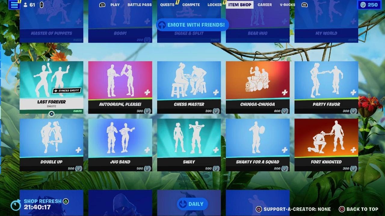 All Emotes In Fortnite Item Shop Today!💯 - YouTube