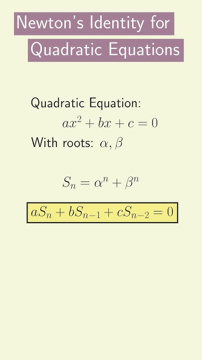 👁️👁️ Don't miss Newton's Identity in Quadratic Equations!! 👀 - YouTube