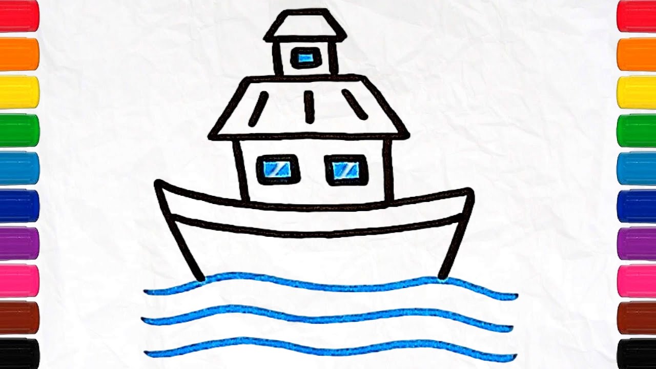 Boat Drawing, Painting and Coloring for Kids, toddler | How to Draw a ...