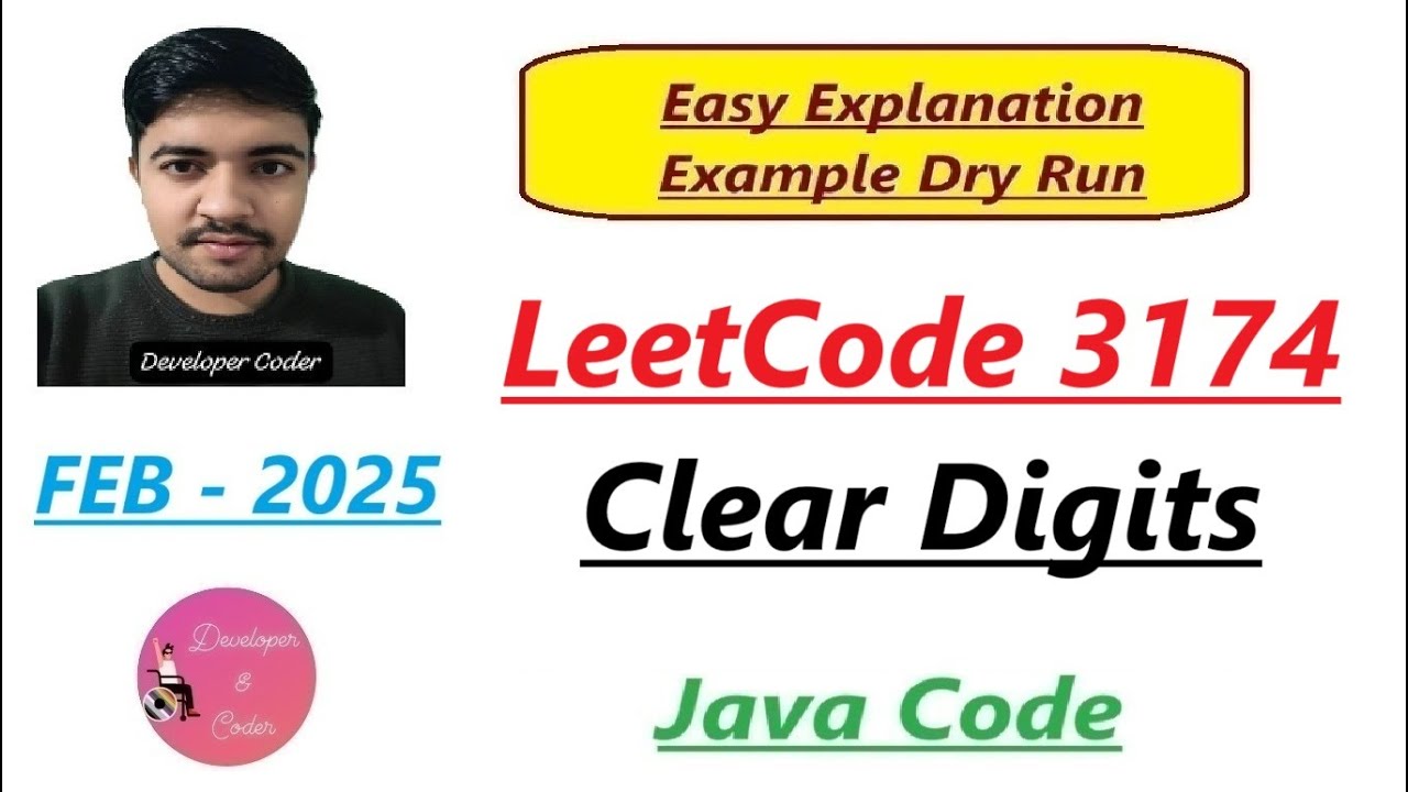 Clear Digits Leetcode 3174 Java Code Developer Coder Youtube