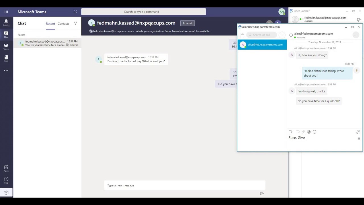 Federation: Microsoft Teams and Cisco Jabber - YouTube