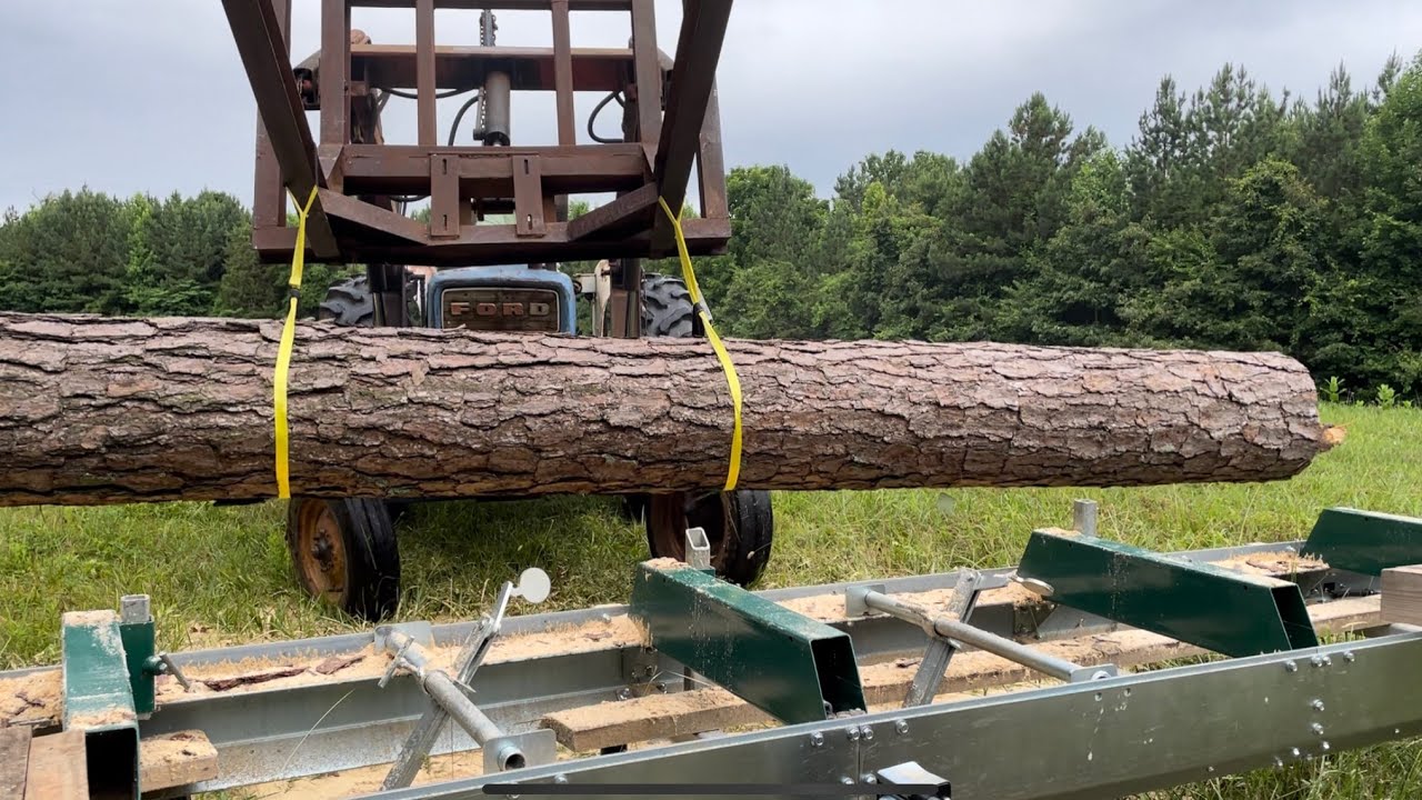 Big log on the mill - YouTube