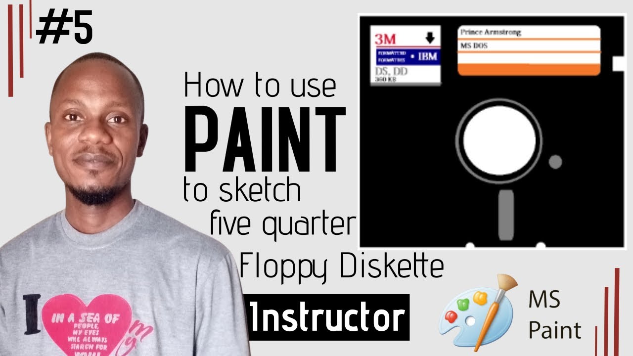 How to sketch five quarter Floppy Diskette Using Paint? - Learn to ...