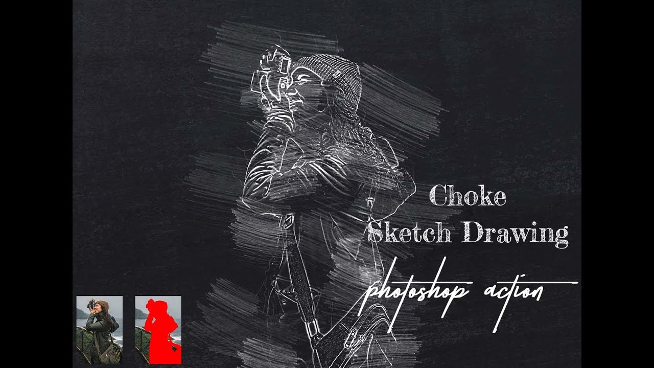 Choke Sketch Drawing Photoshop Action - YouTube