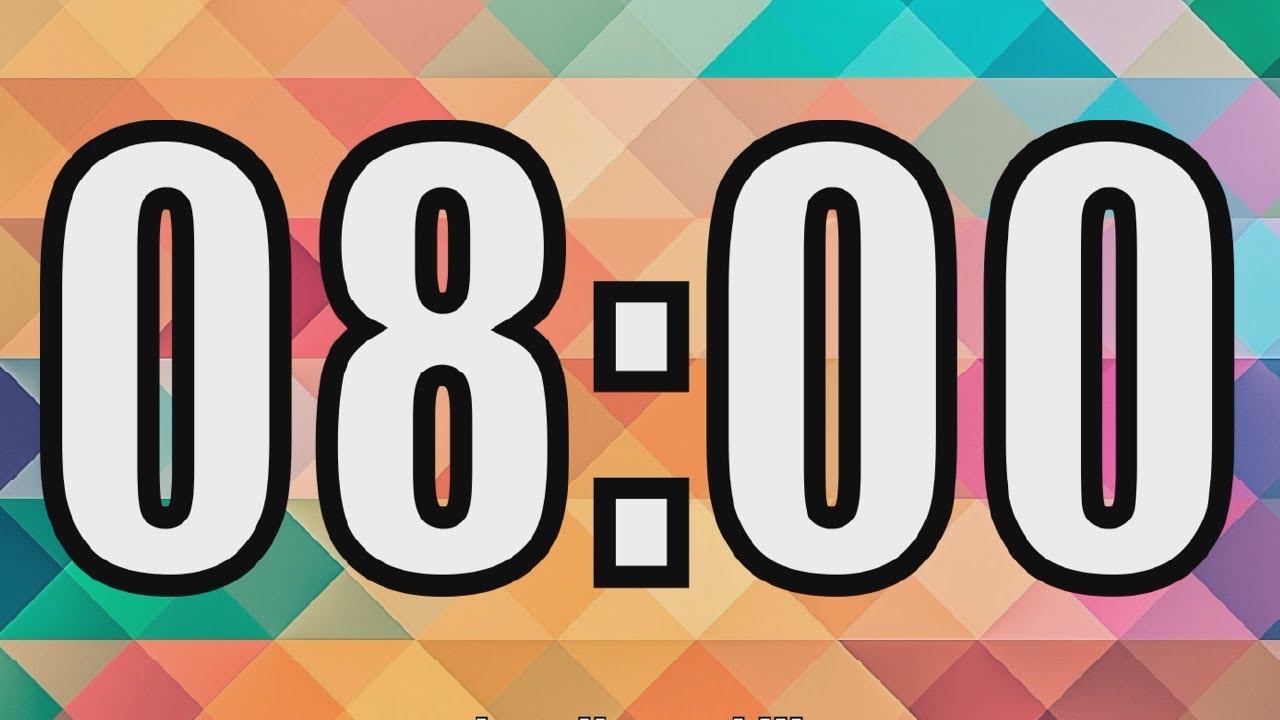 8 minute timer with Colorful background. 8 minute countdown with alarm ...