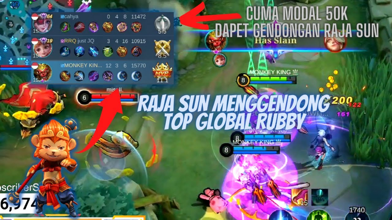 Raja SUN Menggendong Top Global Rubby Modal 50k Mabar VIP - YouTube