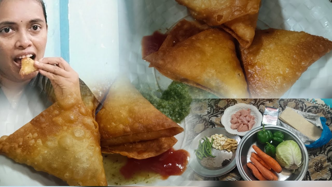 chicken with vegetable samosa #non veg samosa - YouTube