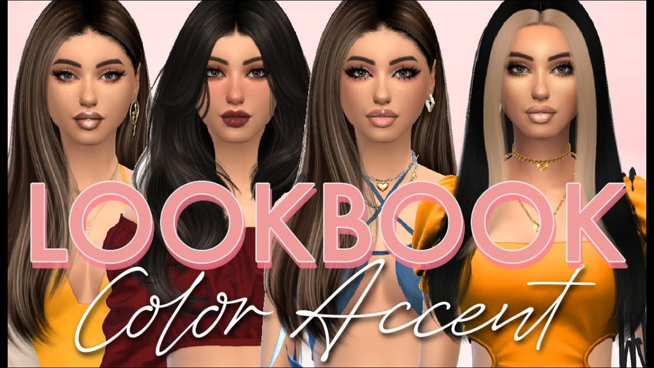 Color Accent Lookbook - Sims 4 CAS + CC Folder & Sim Download - YouTube