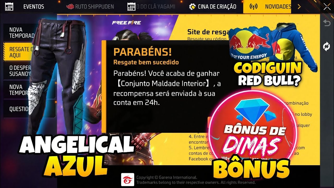 URGENTE!! CODIGUIN DA RED BULL? EVENTOS 2025, CALÇA ANGELICAL, BÔNUS E ...