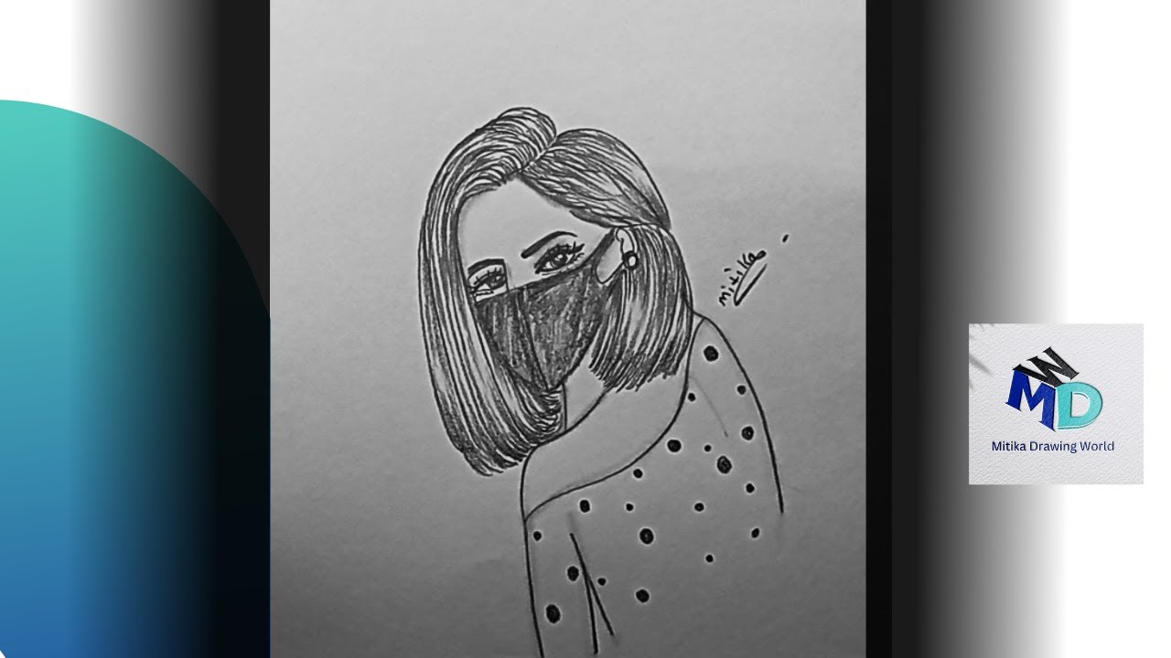 How To Draw A Girl Hide Her Face With Mask||Easy Girl Drawing||Pencil ...