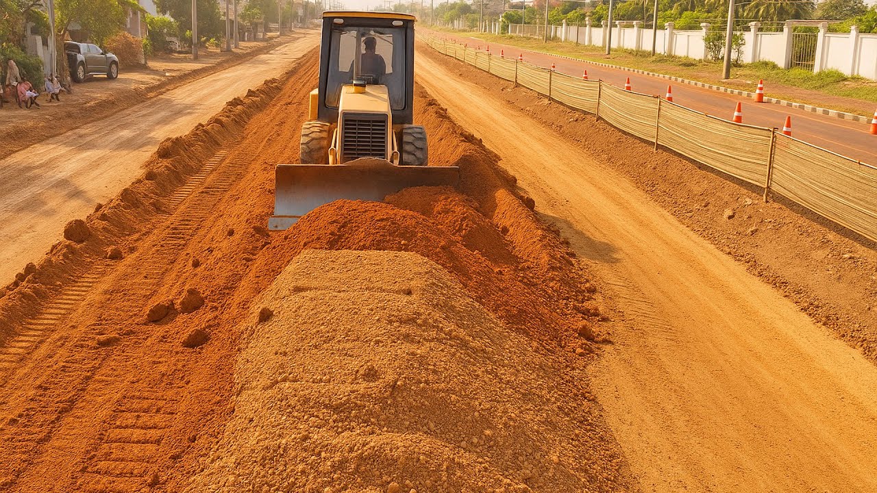 Rural Road Building in Action Bulldozer Real Construction in the ...
