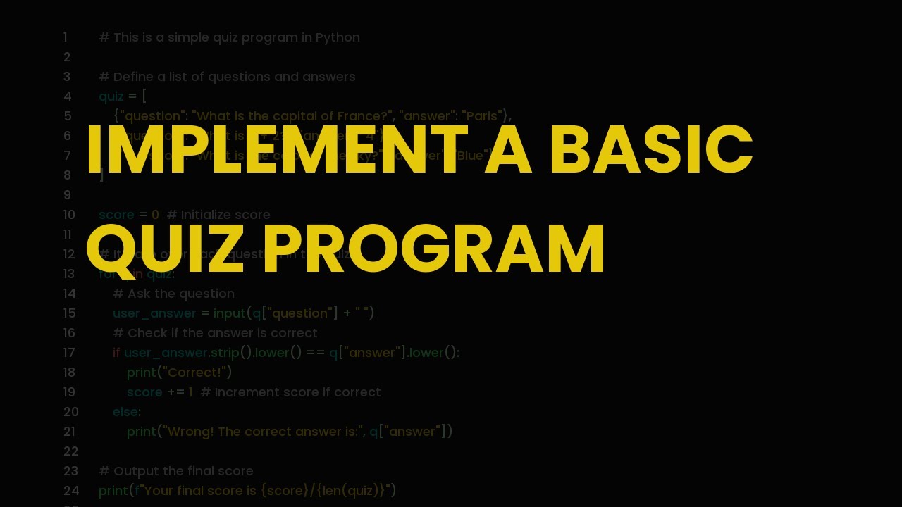 Implement a basic quiz program - YouTube