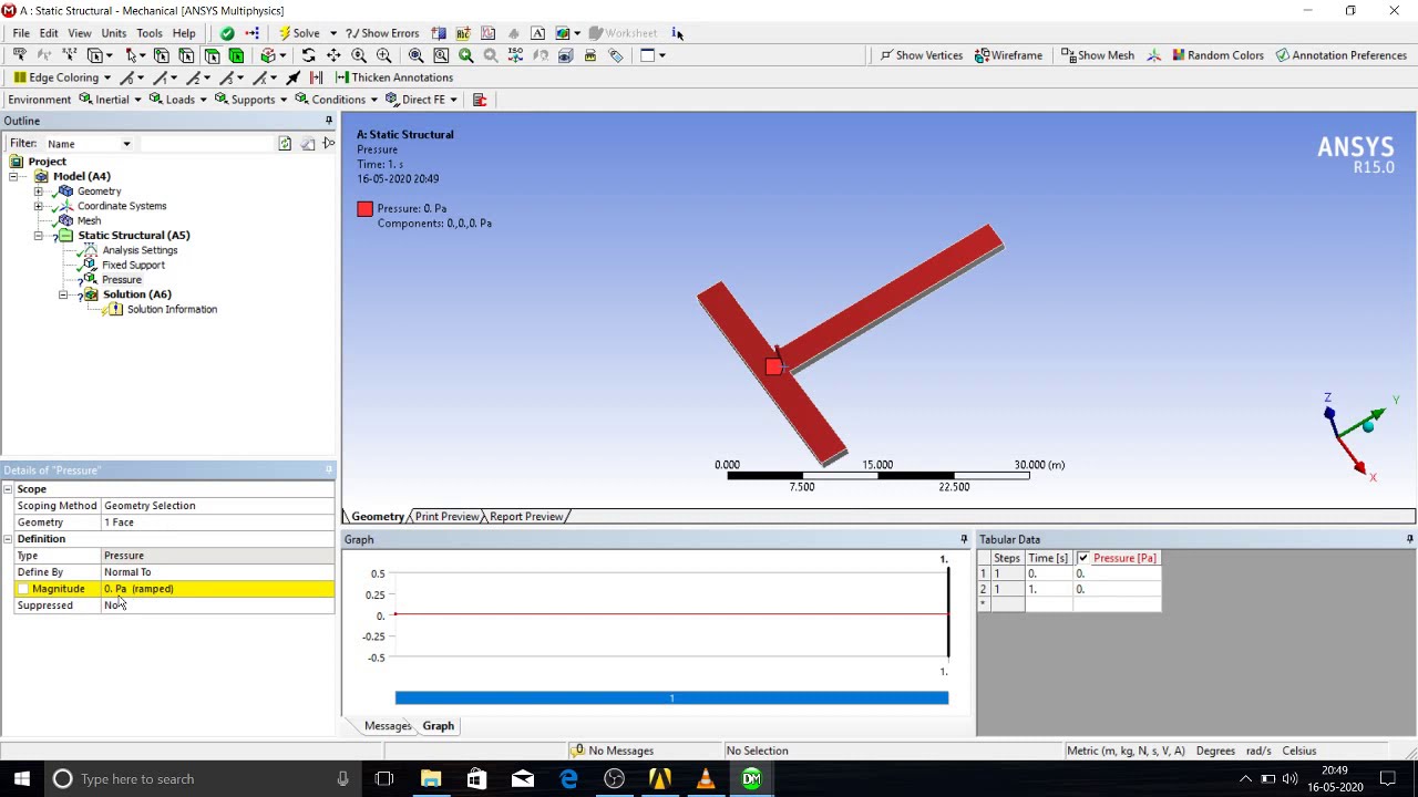 ANSYS Workbench - Deflection of T beam - L2 - YouTube