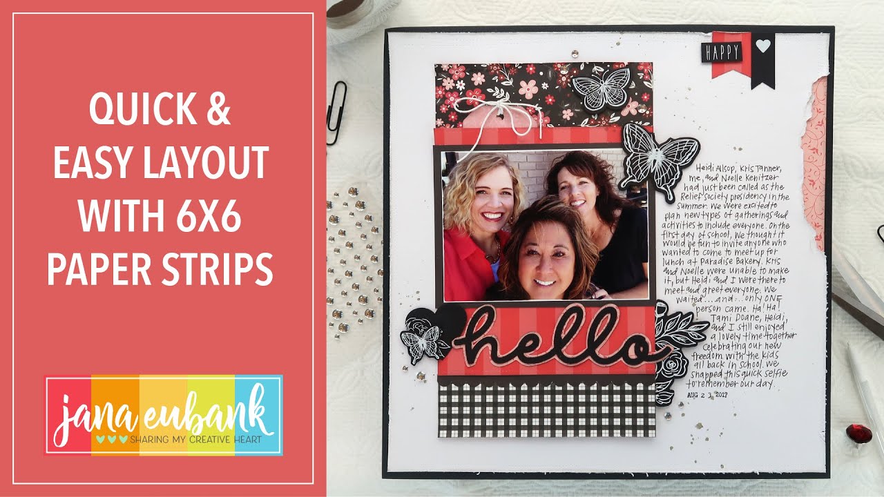 Create a Quick & Easy Scrapbook Page with Stacked Paper Strips - YouTube