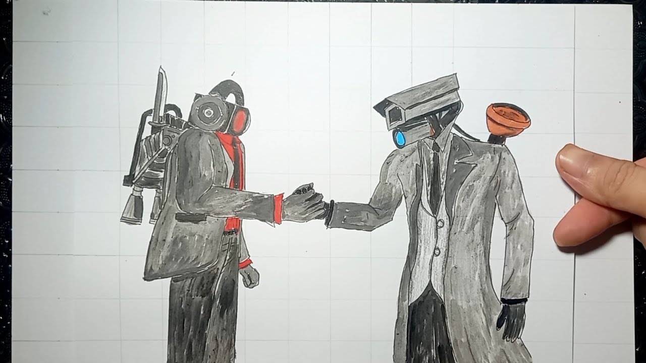 How to draw Dark Speakerman vs Double Plunger Cameraman in Skibidi ...