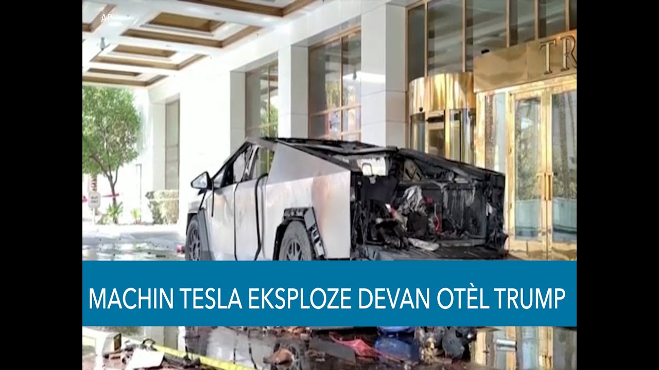 Yon machin elektrik Cybertruck Tesla te eksploze devan otèl Trump ...