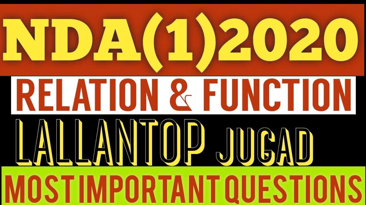 NDA Relation & Function Live Class l NDA EXAM 2020 l NDA new exam 2020 ...