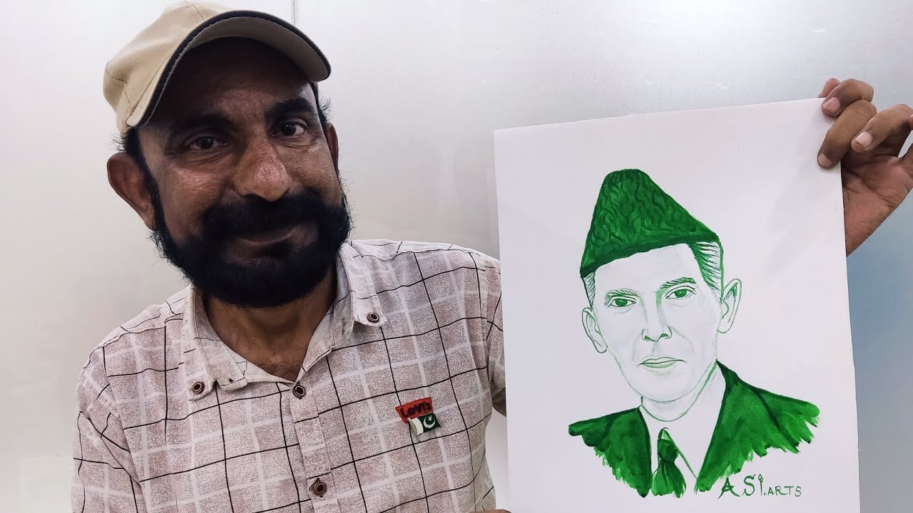 How to Draw Quaid e Azam Sketch Step by Step || Easy Drawing - YouTube